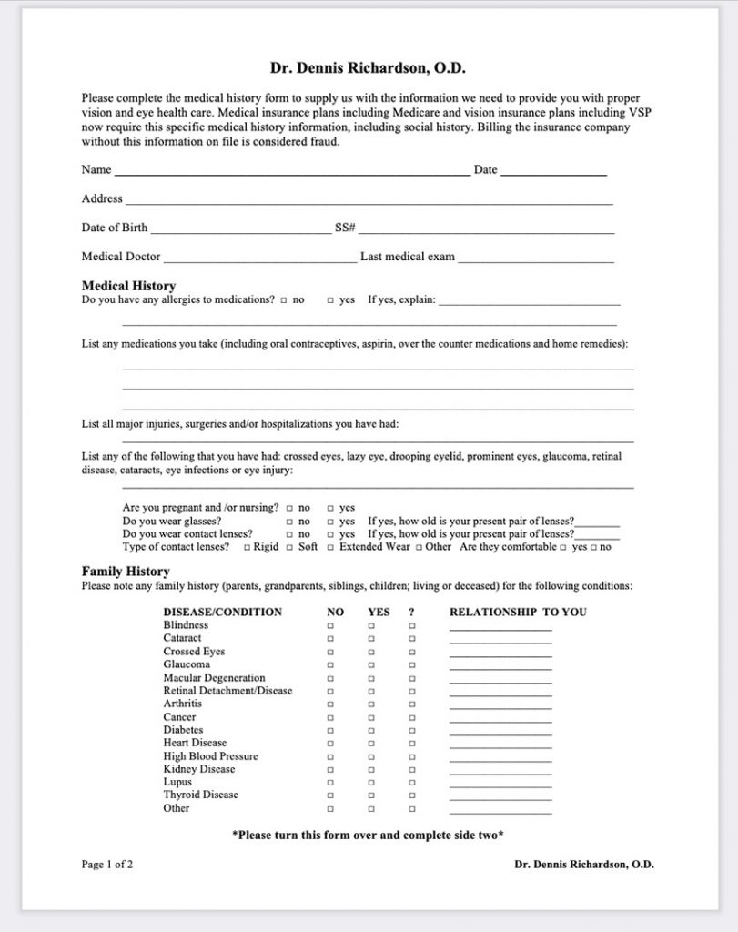 Patient Forms - Pismo Beach Optometric Center